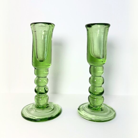 Vintage | Accents | Vintage Jamestown Glass Pair Of Hand Made Green ...